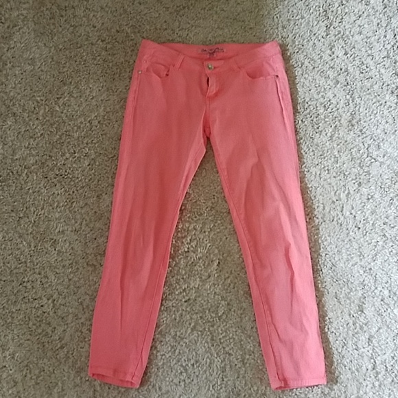 Celebrity Pink | Pants & Jumpsuits | Neon Pinkorange Denim Capri Pants ...